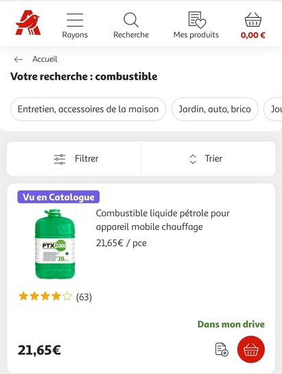 Combustible liquide pétrole PTX 2000 - 20L à 21,65€ chez E.Leclerc ...
