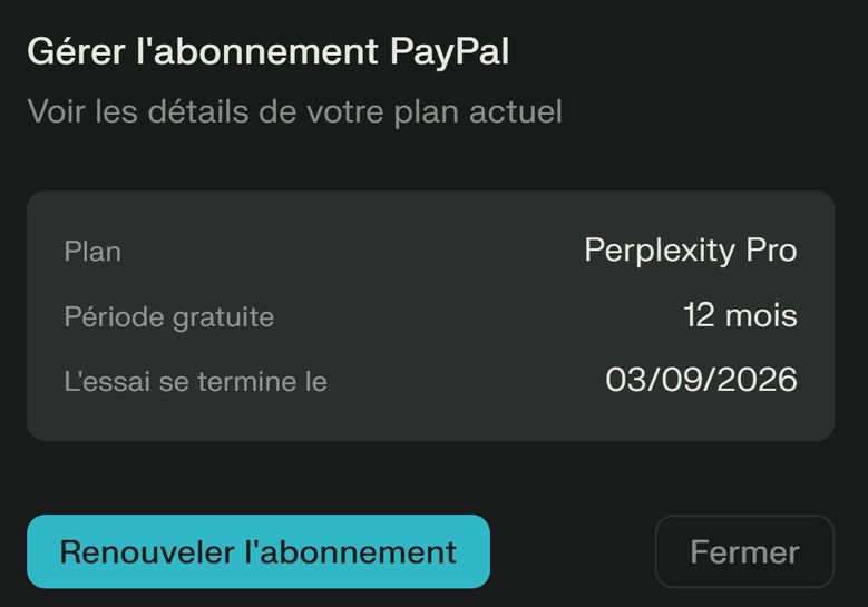 Abonnement Perplexity Pro 12 mois gratuit avec PayPal - à Perplexity ...