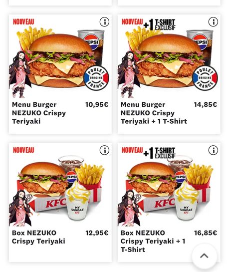 T-shirt Demon Slayer offert avec Menu Burger à 14,85€ chez KFC | Dealabs