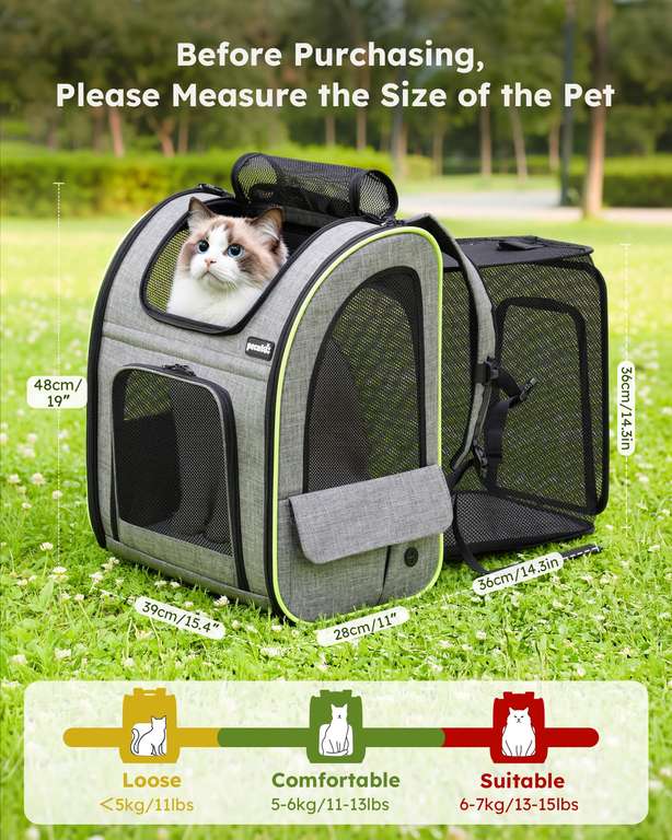 Sac à dos Transport XL extensible pour chien et chat Pecute - at Amazon ...