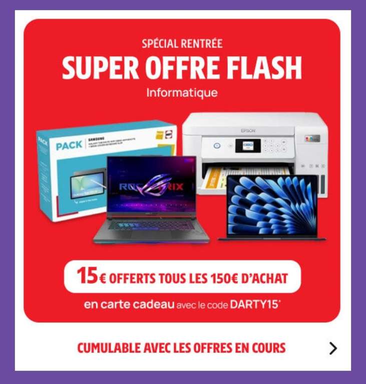 Informatique & Électroménager : 15€ offerts dès 150€ d'achat at Darty ...