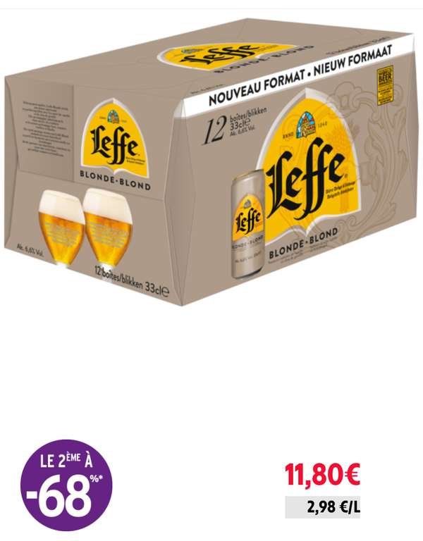 Lot de 2 packs Bière Blonde Leffe, 12 x 33cl à seulement 15,57€ chez ...