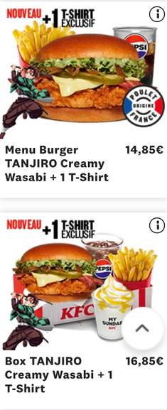 T-shirt Demon Slayer offert avec Menu Burger à 14,85€ chez KFC | Dealabs