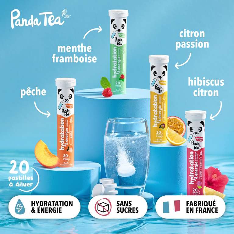 Pastilles Hydratation & Énergie Panda Tea Citron/Passion (2×20) at ...
