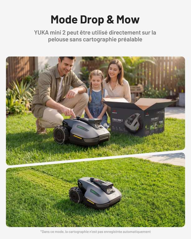 YUKA Mini 2 500 Robot Tondeuse + Garage, 3 caméras IA – at Amazon - 799 ...