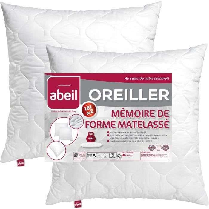 Oreillers Abeil à mémoire de forme matelassés, Lot de 2 à 15,99€ chez ...