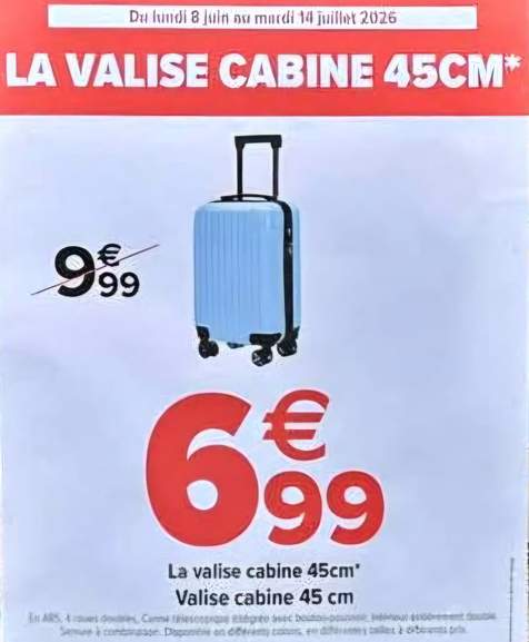 Valise de Voyage Petit Format 47x31x19 cm – à Carrefour, 6,99 € - | Dealabs