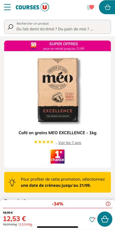 Café en grains Meo Excellence 1Kg à 12,53€ - Offre spéciale chez ...