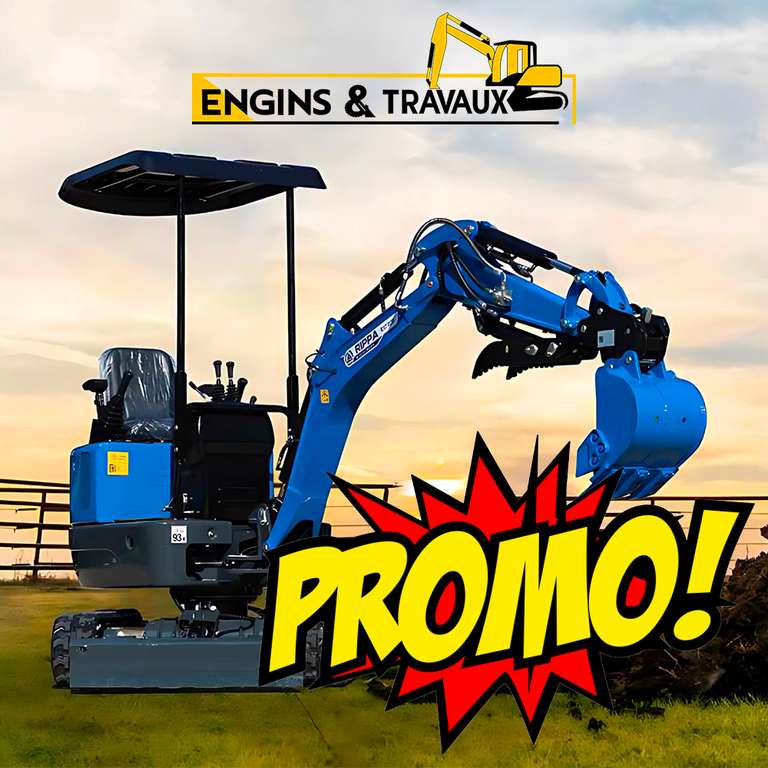 Mini pelle Rippa R10-5 à 6 960 € + 3 godets chez Engins & Travaux | Dealabs