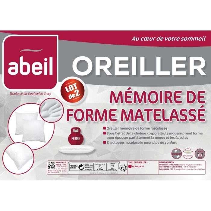 Oreillers Abeil à mémoire de forme matelassés, Lot de 2 à 15,99€ chez ...