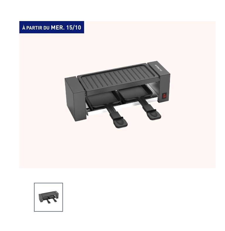 Appareil à raclette duo Ambiano 400W à 9,99 € chez Aldi | Dealabs