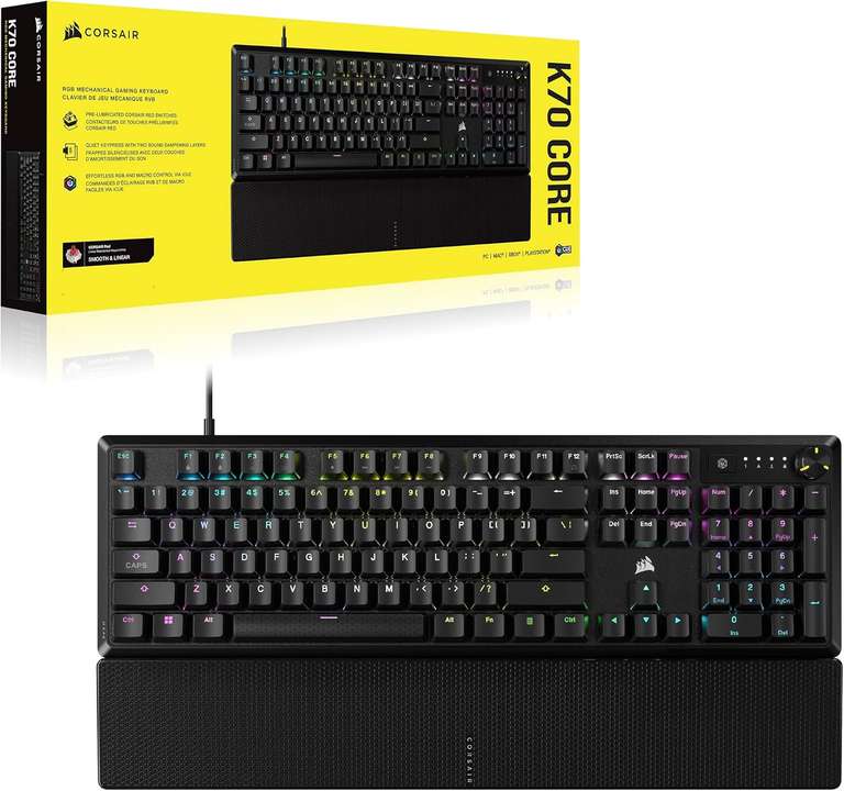 Clavier CORSAIR K70 CORE RGB Filaire – 105 touches, Repose-poignets at ...