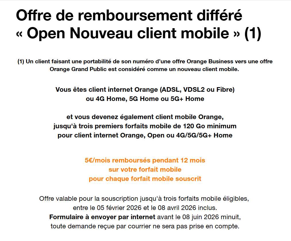 Forfait mobile 120 Go 5G+ à 11,99€ chez Orange - ODR dispo | Dealabs