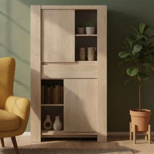 Buffet haut 2 portes PORTLAND H.161 cm – imitation chêne à 99,99€ at ...