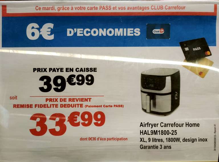 Friteuse Aifryer Carrefour Home 9L, 1 panier à 33,99€ seulement le ...