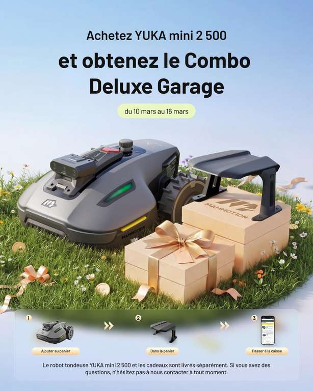 YUKA Mini 2 500 Robot Tondeuse + Garage, 3 caméras IA – at Amazon - 799 ...