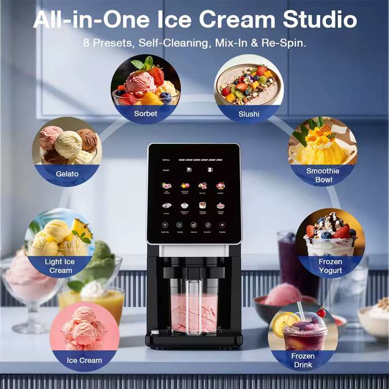 Teendow KF-2501U1 – Machine à glace 800W 8 programmes, 3 gobelets 590 ...