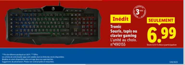 Clavier gaming Tronic à 6,99 € chez Lidl | Dealabs