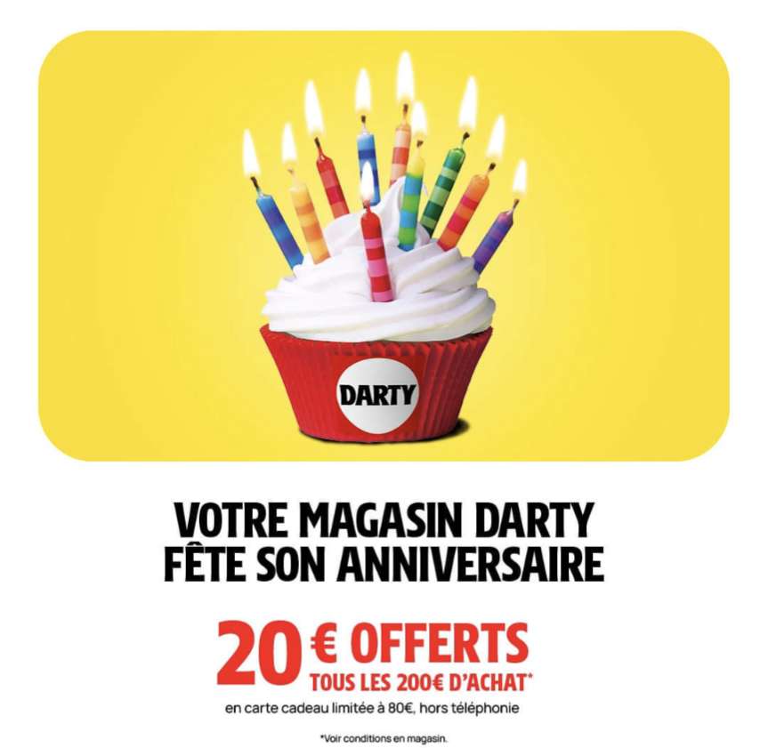 20€ de réduction tous les 200€ chez Darty Bordeaux-Mérignac | Dealabs
