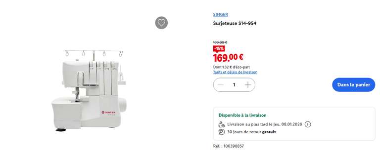 Surjeteuse Singer S14-954 à 169,00 € chez Lidl | Dealabs