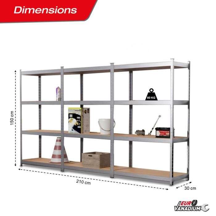 Étagère triple lourde Euro Vanadium 960 kg, 12 plateaux – à Cdiscount ...