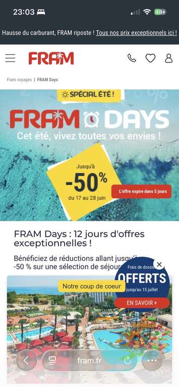 Sélection d'offres Fram promo – Fram days 2026 at Fram