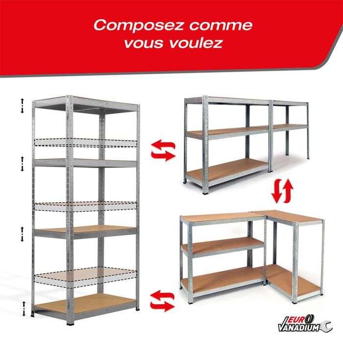 Étagère triple lourde Euro Vanadium 960 kg, 12 plateaux – à Cdiscount ...
